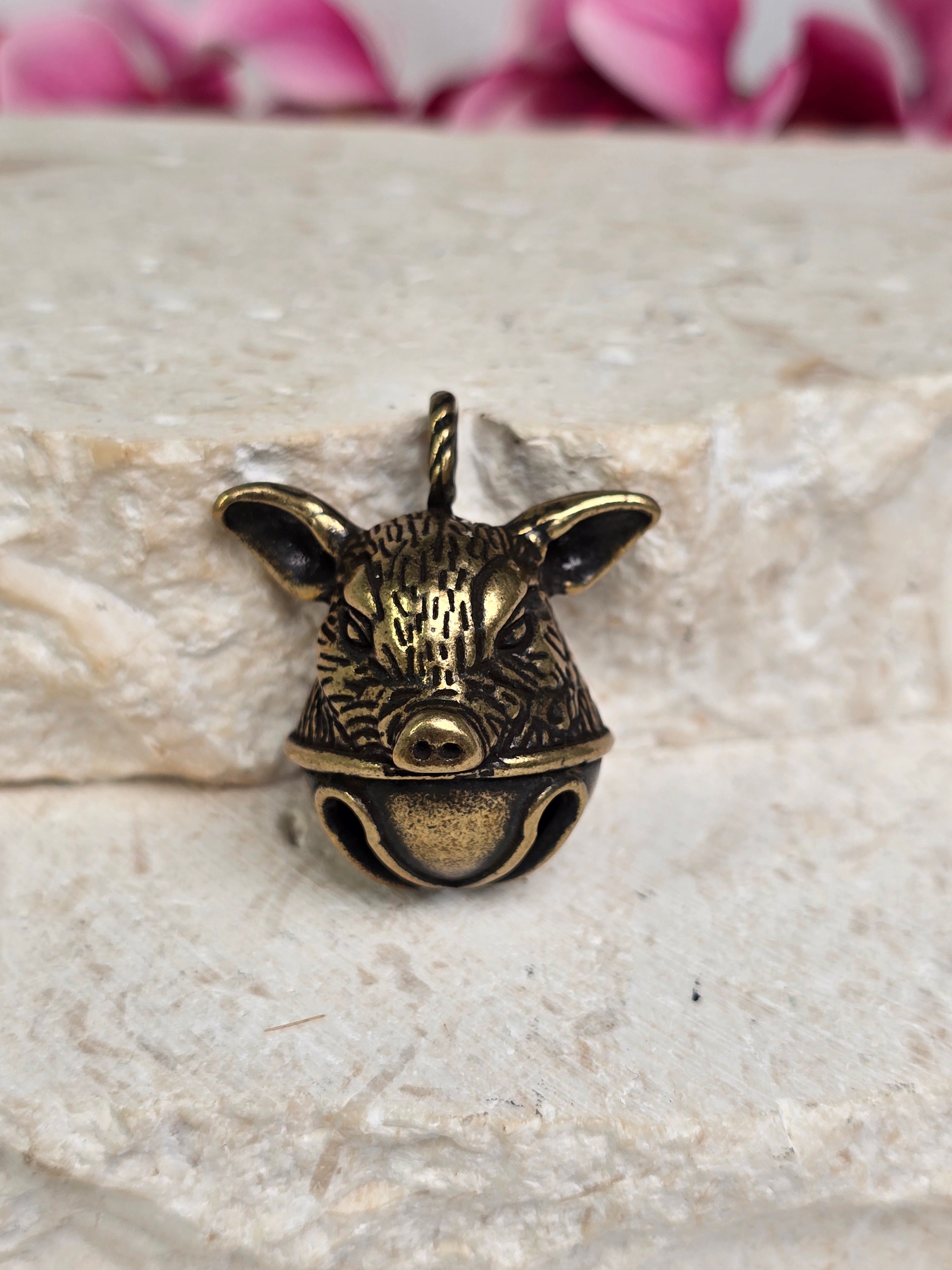 Brass Little Pig Bell Charma – crystalsolstice
